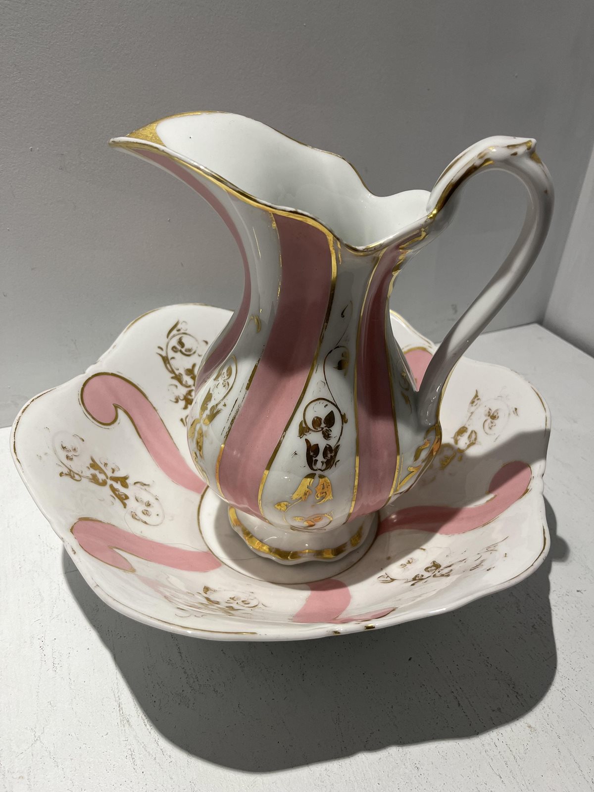 French Pink & Gilt Wash Jug and Basin, c.1880 - Orakei Objet - Antiques ...