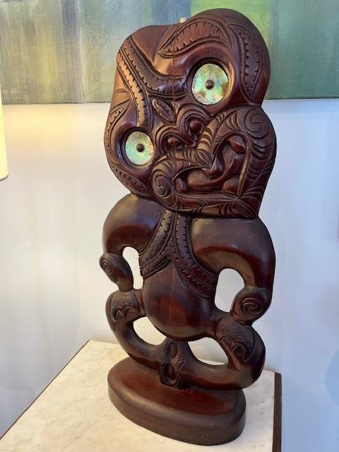 Large Mounted Carved Maori Tiki - Orakei Objet - Antiques, Art ...
