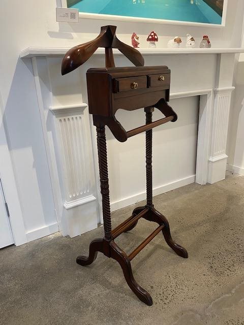 Wooden Gentleman’s Valet Stand with Two Drawers - Orakei Objet ...