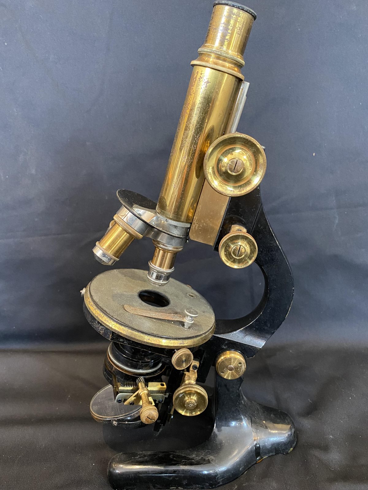 Antique Leitz Welter Brass Compound Monocular Microscope in Box ...
